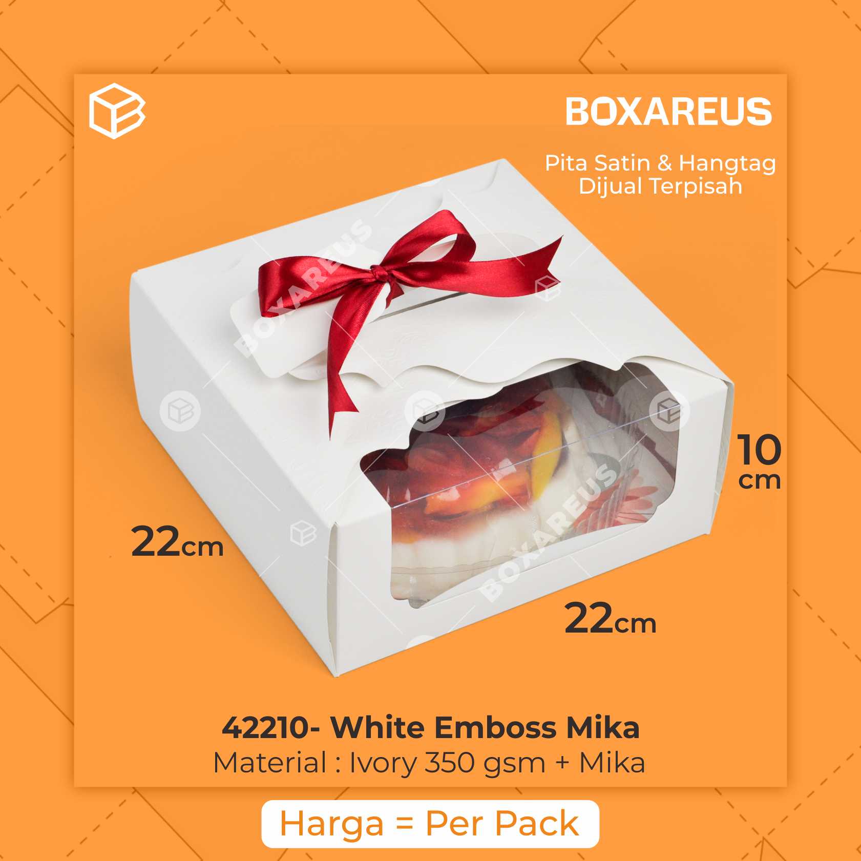 Cake Box Mika - 42210 White Emboss (10 pc) – Box Are Us